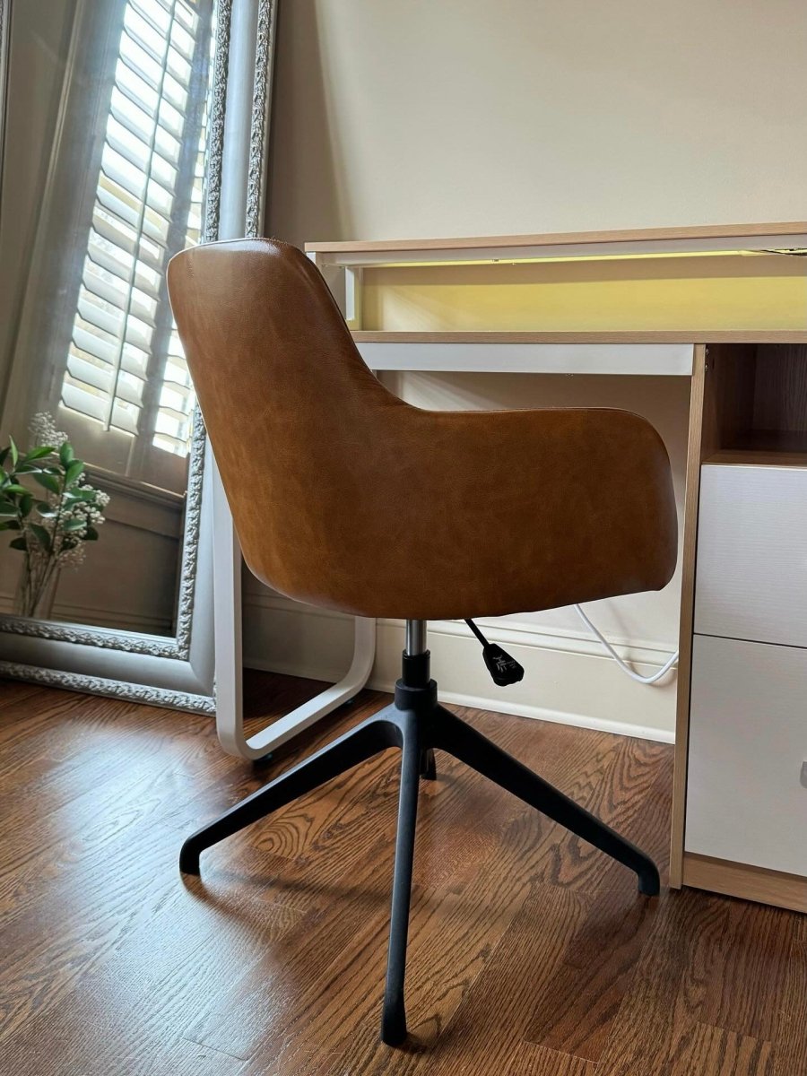 Riley Office Chair: Leather Wheely Computer Chair – Archiology